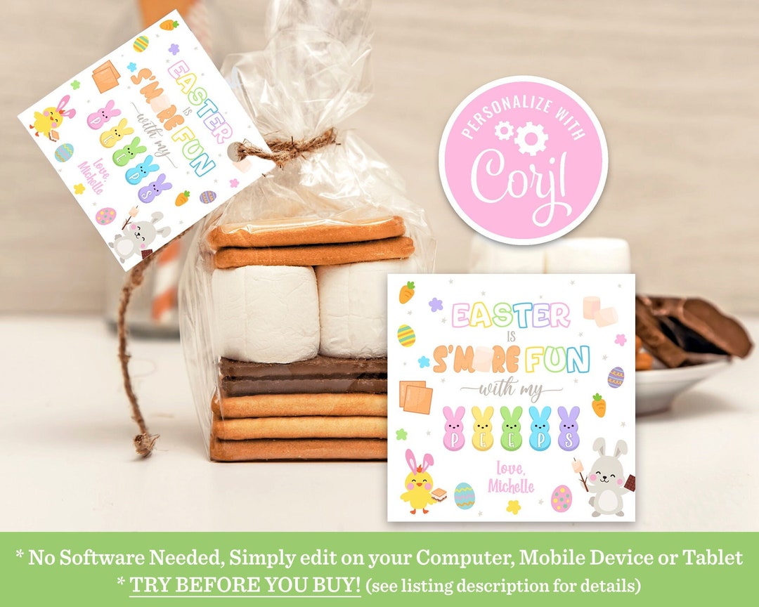 Easter Smore Bag Topper, Easter Smore Tag, Easter Smores, Editable ...
