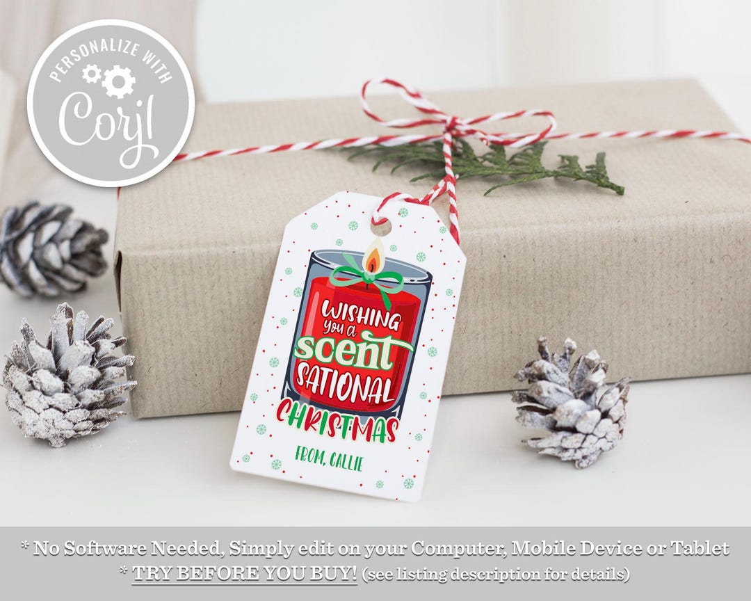 Editable Christmas Candle Gift Tag, Scentsational Printable (digital ...