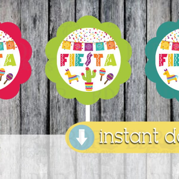 Fiesta Cupcake Toppers - Etsy