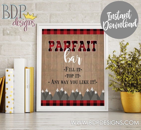 Parfait Bar Sign, Flannel and Fizz, Flannel Bridal Shower, Bachelorette ...