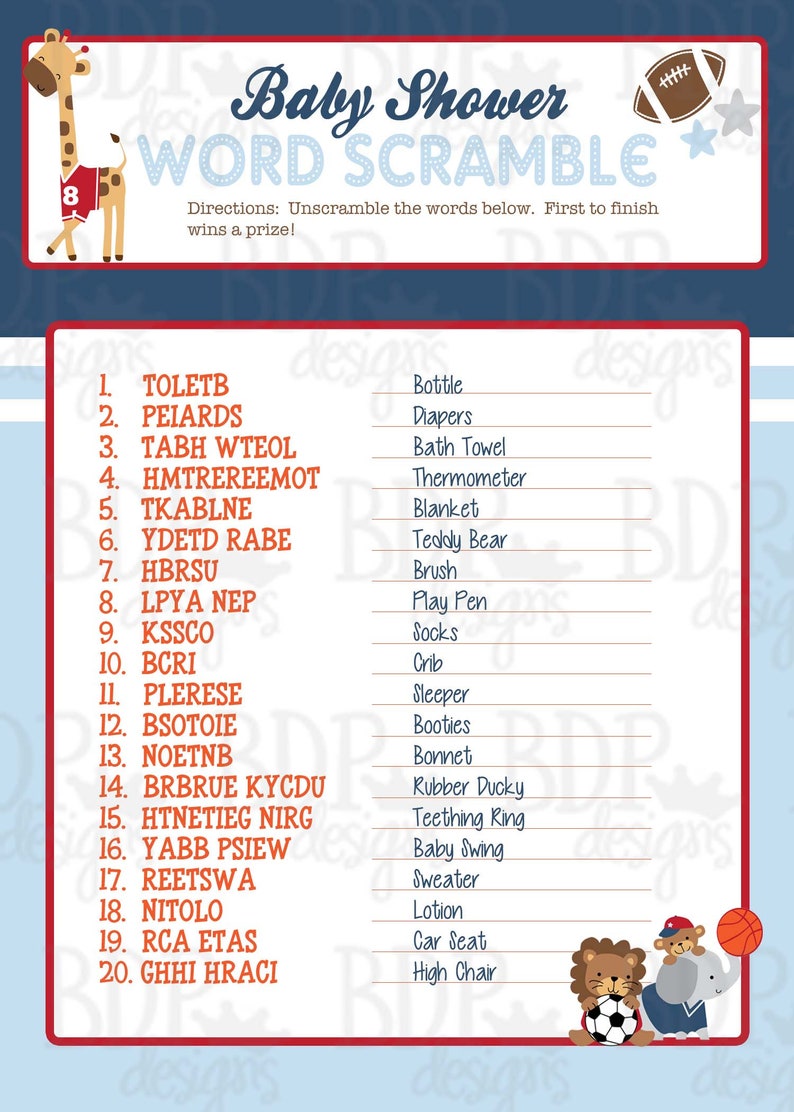 Future All Star Word Scramble Future All Star Baby Shower | Etsy