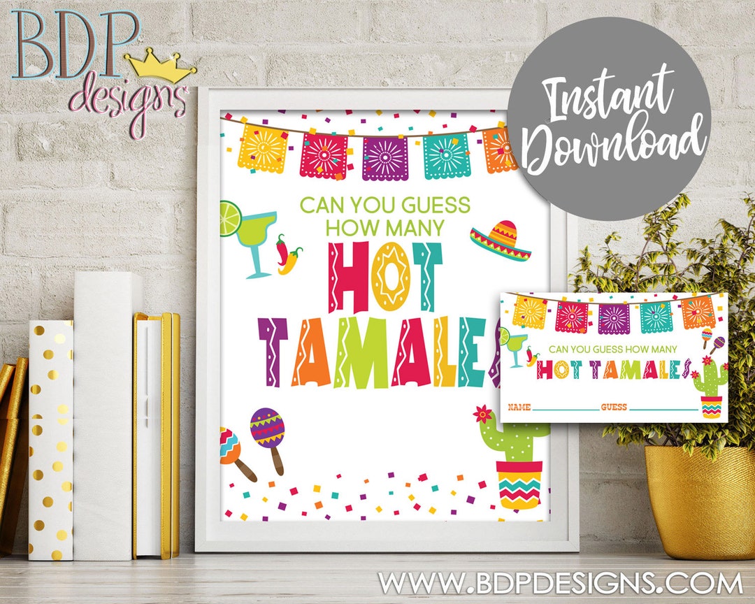 Fiesta Guess How Many Hot Tamales Game, Cinco De Mayo Mexican Birthday ...