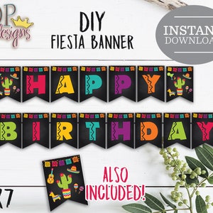 Fiesta Birthday Banner, Fiesta Download, Fiesta Printable, Fiesta Party ...