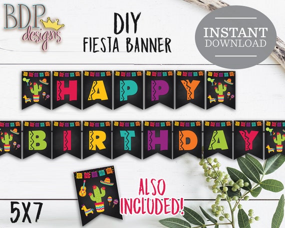 Fiesta Birthday Banner, Fiesta Download, Fiesta Printable, Fiesta Party ...