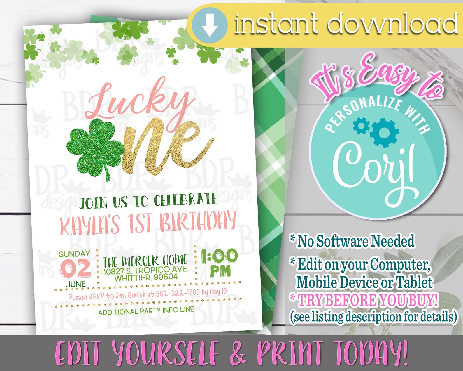 Lucky One First Birthday Invitation Lucky One First Birthday - Etsy