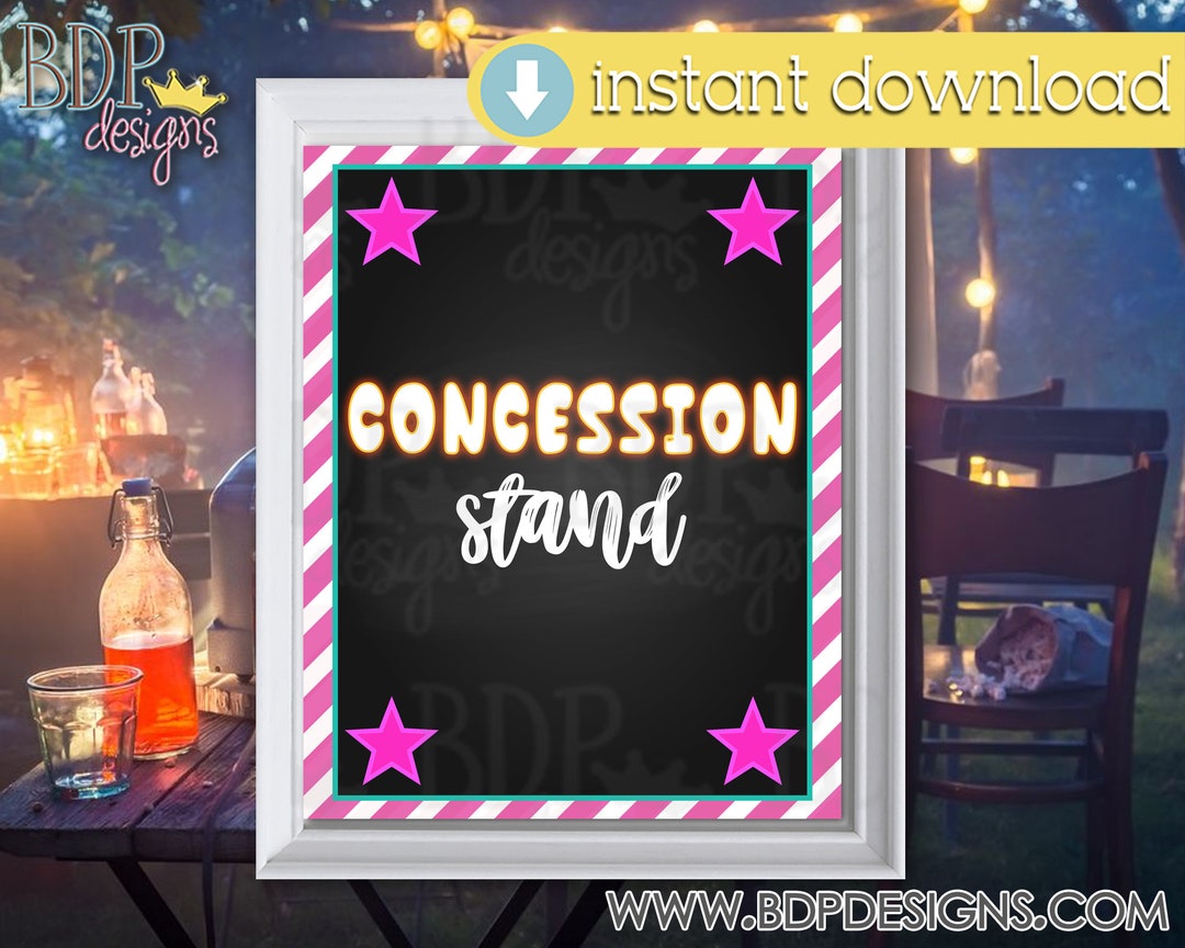 Concession Stand Sign, Movie Night Decoration, Movie Night Sign, Movie ...