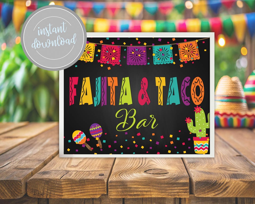 Fiesta Fajitas & Taco Sign Baby Birthday Bridal Shower Bachelorette ...