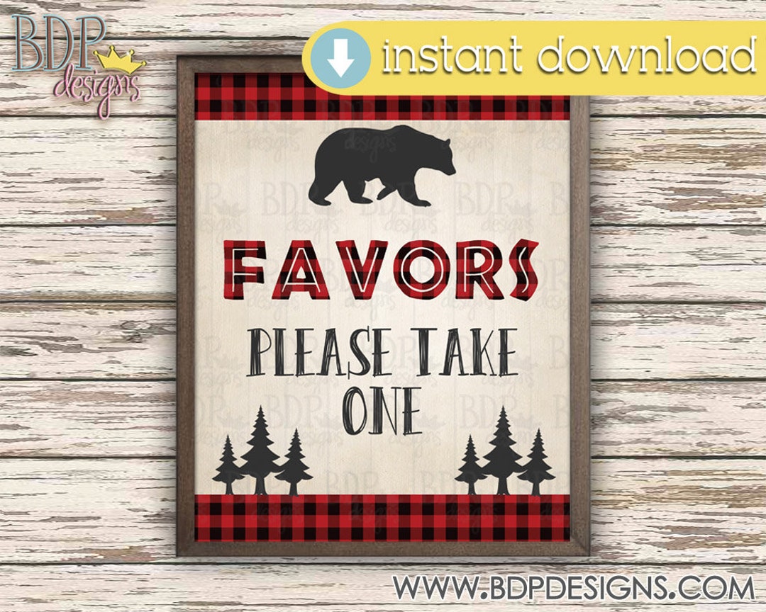Lumberjack Favors Sign, Lumberjack Party Printables, Lumberjack Party ...