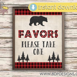 Lumberjack Favors Sign, Lumberjack Party Printables, Lumberjack Party ...