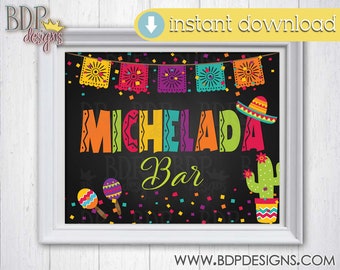 Fiesta Michelada Bar Sign Fiesta Mexican Chalkboard Fiesta Cactus ...