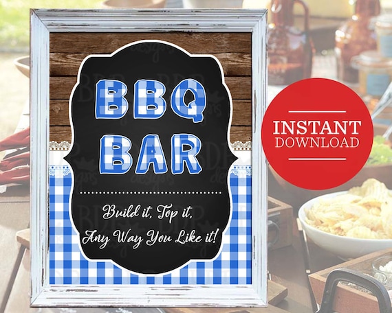 Blue Baby Q or I do bbq Food Signage BBQ Bar Barbecue Baby Shower Baby ...