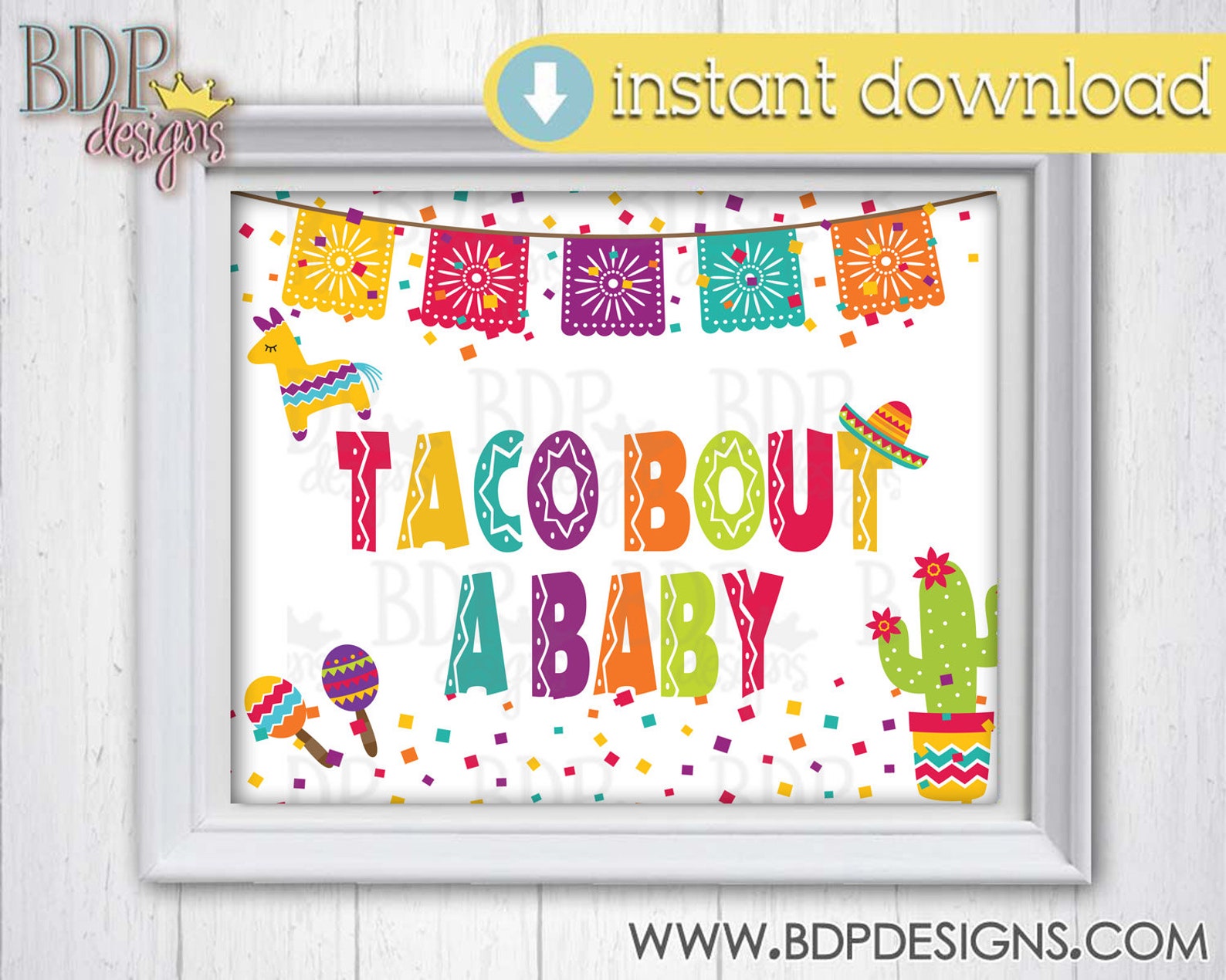 Let's Taco Bout a Baby Fiesta Party Signs Fiesta Sign - Etsy