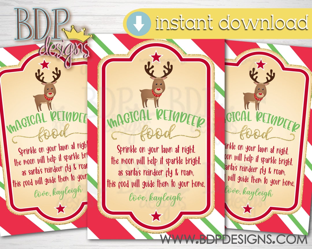 Magical Reindeer Food, Magical Reindeer Food Tag, Reindeer Food Tag ...