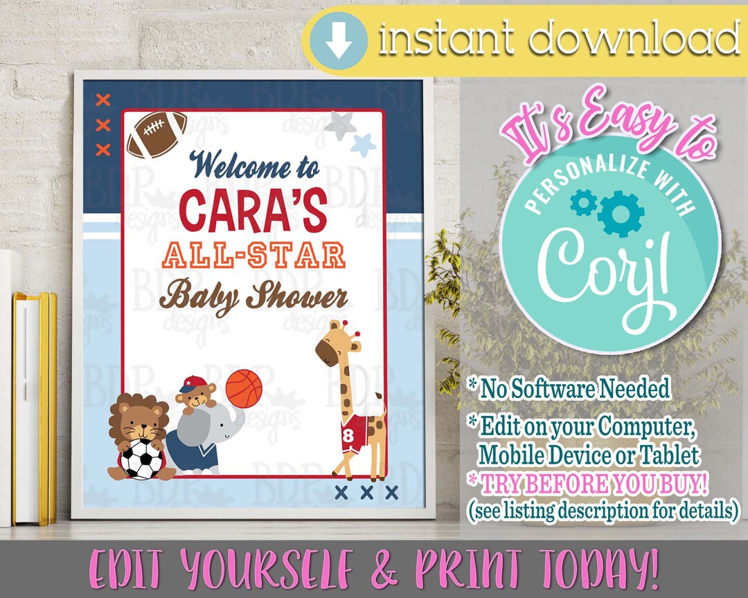 Future All Star Welcome Sign, Baby Shower Welcome Sign, Welcome Sign ...