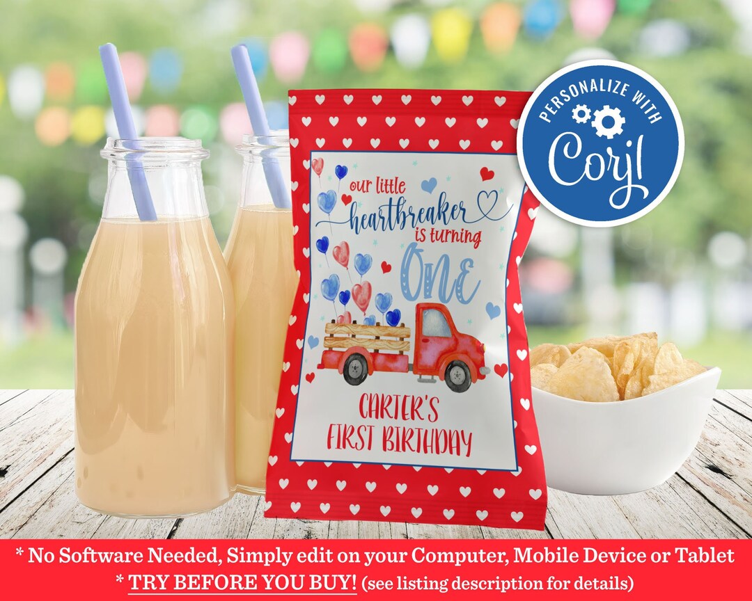Valentines Day Heartbreaker Chip Bag: First Birthday, Farm Truck ...