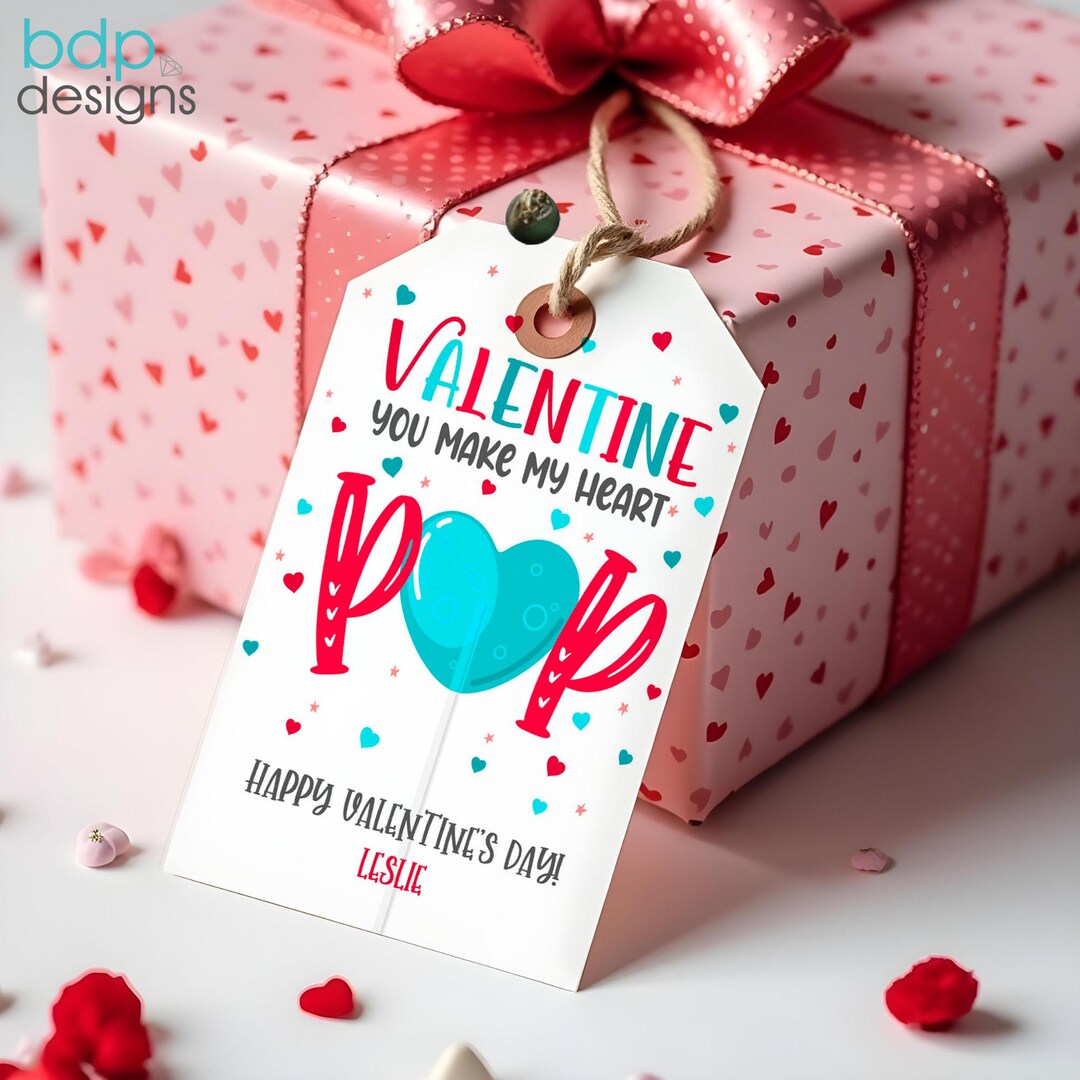 Editable You Make My Heart Pop Valentine's Gift Tag Lollipop Sucker ...