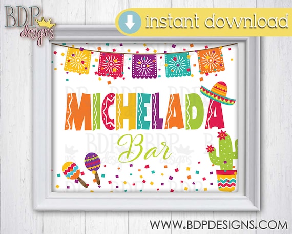 Michelada Bar, Fiesta Party Signs, Fiesta Sign Printable, Fiesta Bridal ...