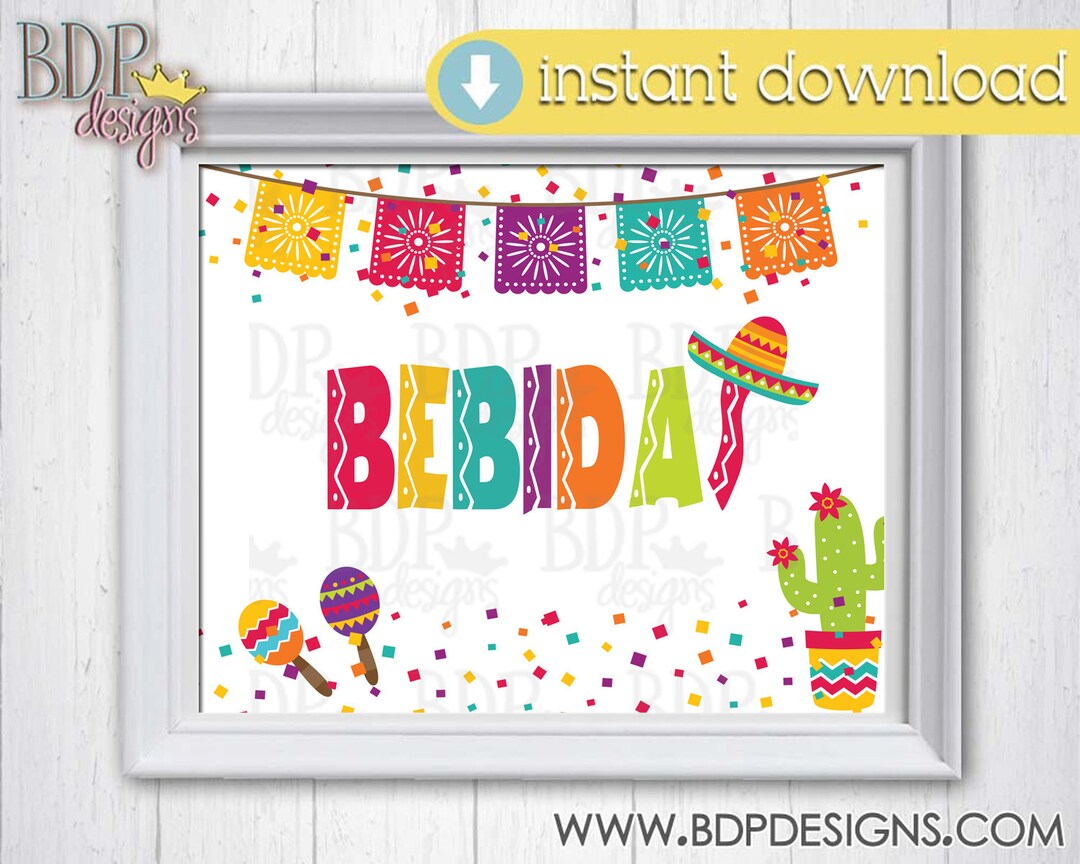 Fiesta Bebidas Sign: Cinco De Mayo Party Decor (PDF Download) - Etsy