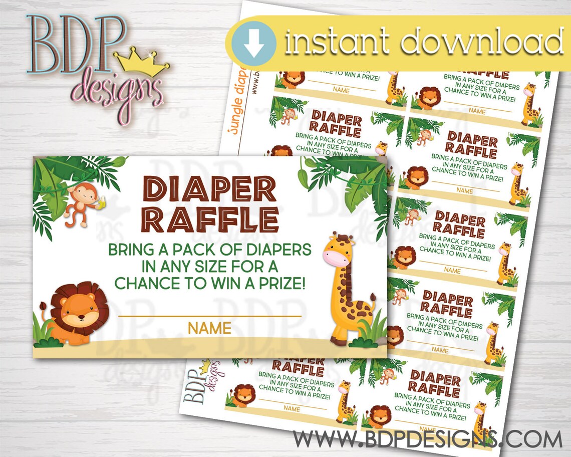 Jungle Diaper Raffle Jungle Baby Shower Jungle Baby Shower | Etsy