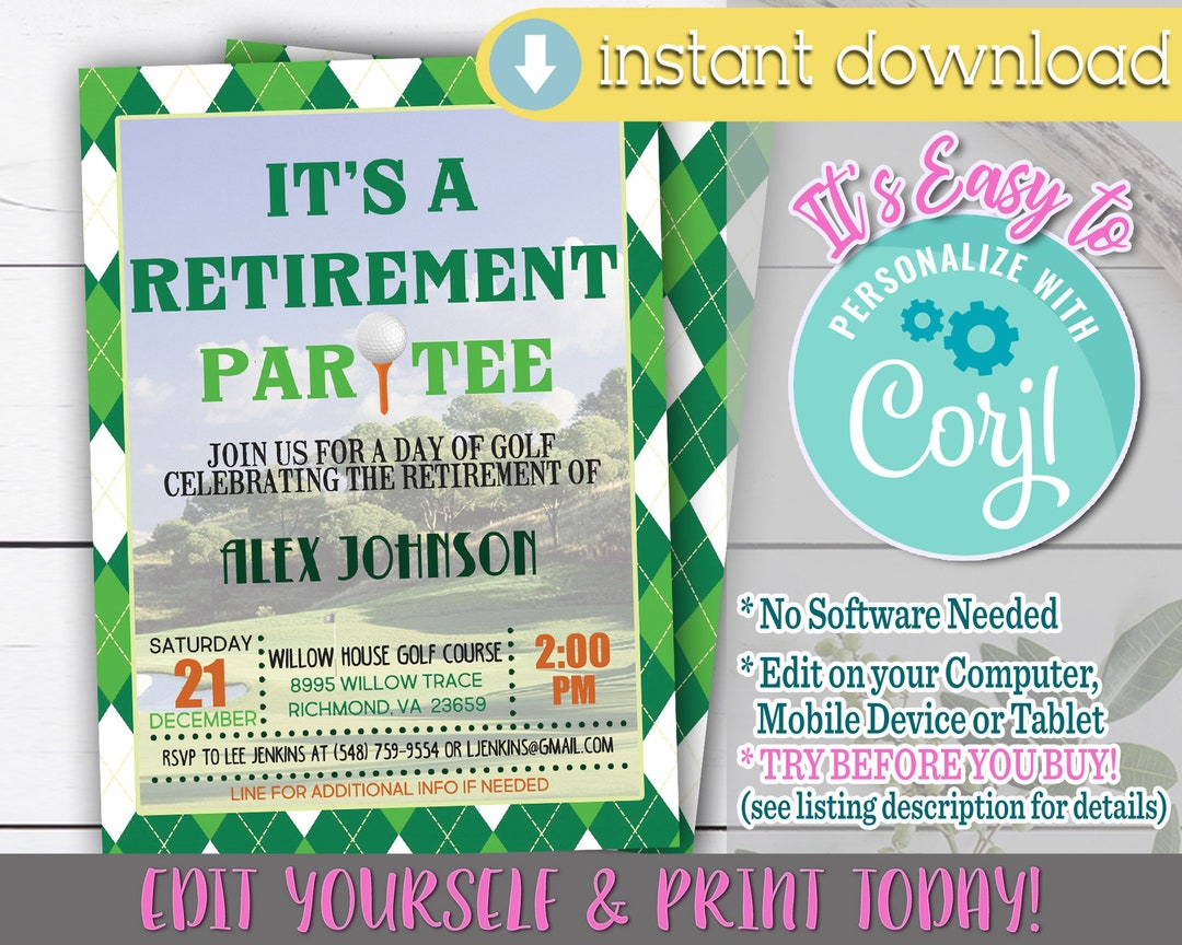 Golf Retirement Party Invitation, Retirement Party Invitation Download ...