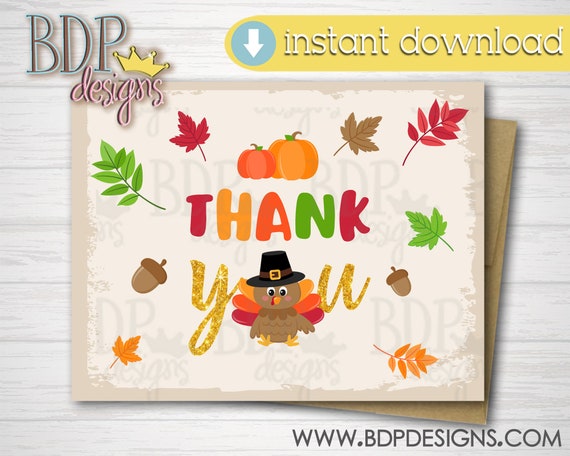 Turkey Thank You Card, Our Little Turkey is Turning One, Fall Thank You ...