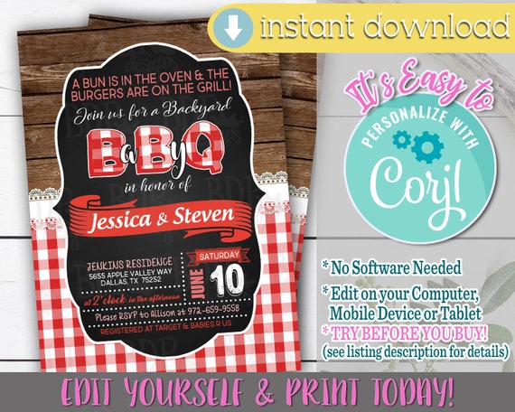 Baby Q Baby Shower Invitation, Baby Q Invitation, Baby Q Shower ...