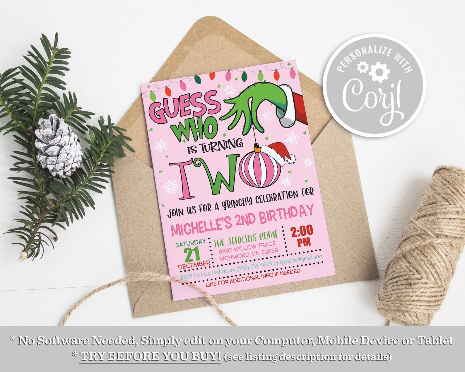 Guess Who is Turning Two Invitation Christmas Birthday - Etsy