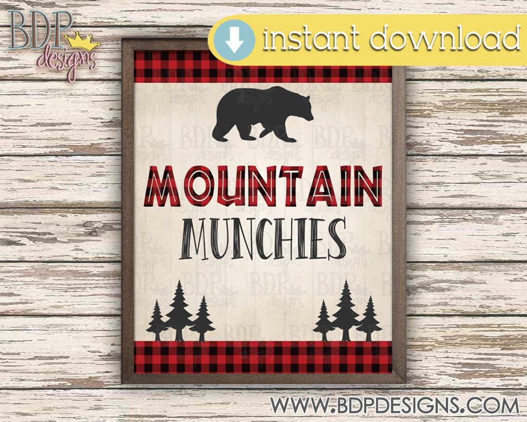 Lumberjack Mountain Munchies Sign, Lumberjack Party Printables ...