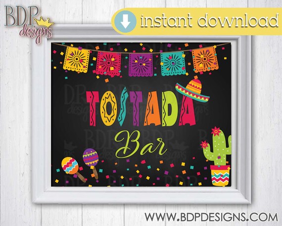 Fiesta Tostada Bar Sign, Fiesta PRINTABLE, INSTANT DOWNLOAD, Fiesta ...