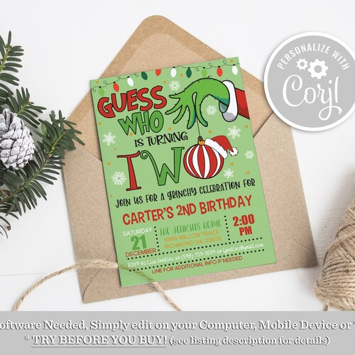 Guess Who is Turning Two Invitation Christmas Birthday - Etsy