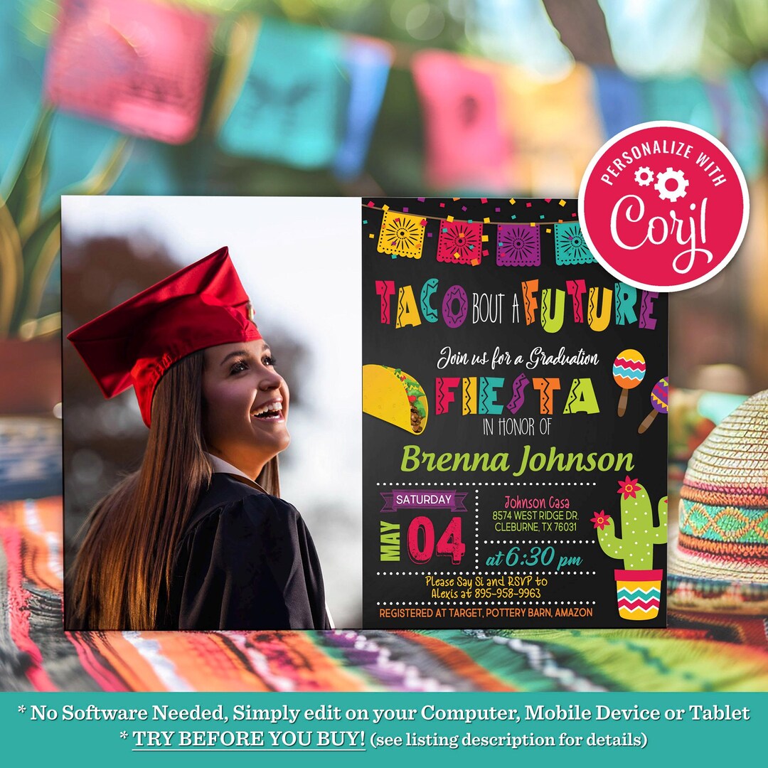 Taco Bout a Future, Fiesta Graduation Invitation, Fiesta Grad, Fiesta ...
