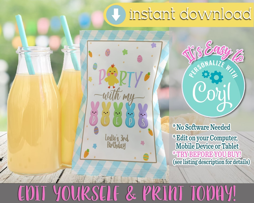 Party With My Peeps Chip Bag, Party With My Peeps, Easter Chip Bag ...