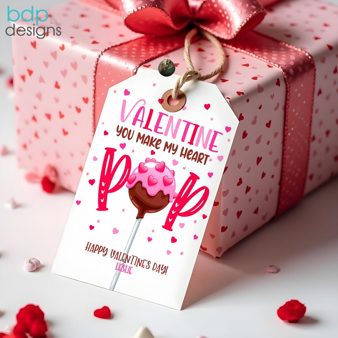 You Make My Heart Pop Valentine's Gift Tag - Cake Pop Valentine ...