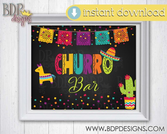 Fiesta Churro Bar Sign, Fiesta PRINTABLE INSTANT DOWNLOAD, Fiesta ...