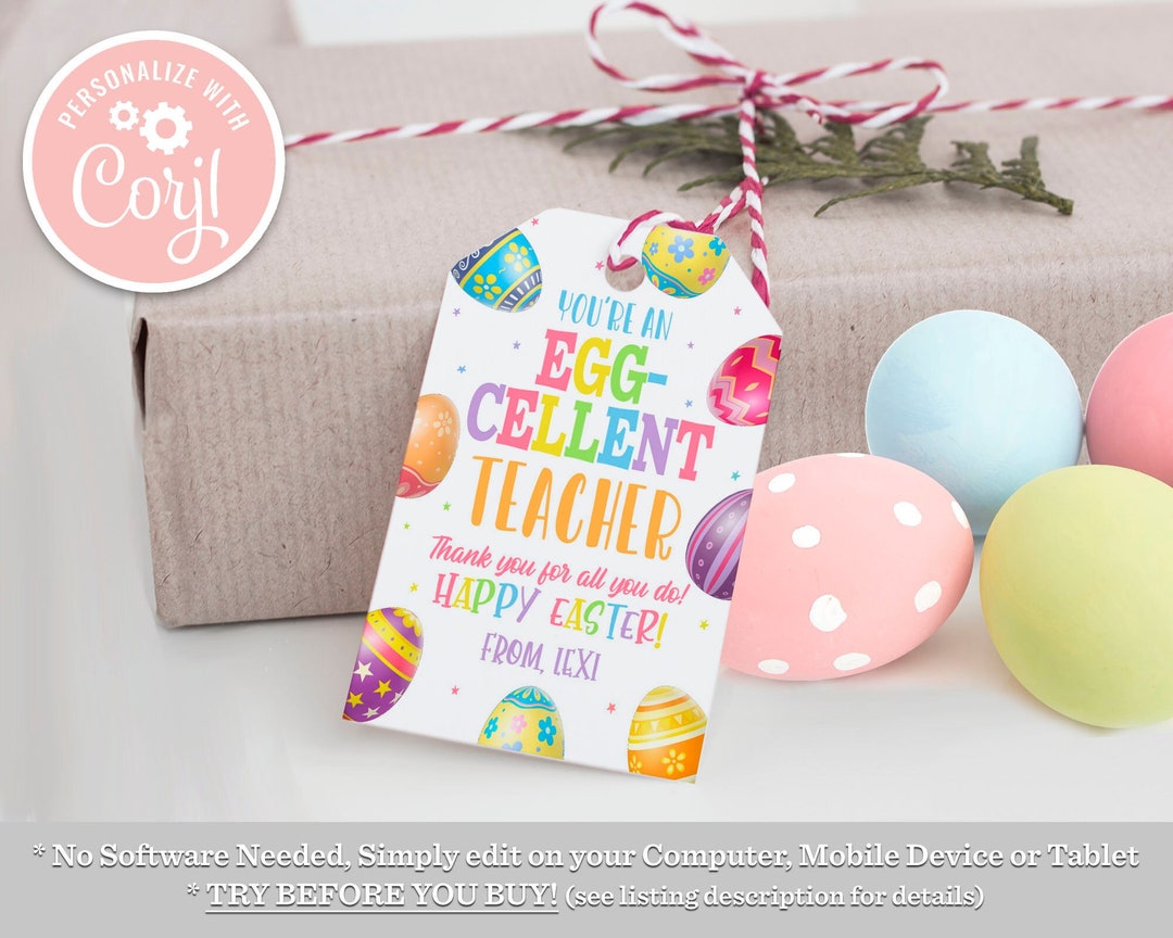 You Are Eggcellent Teacher Appreciation Tag Thank You Tag Easter Basket ...