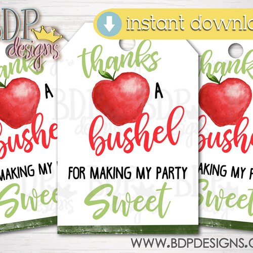 EDITABLE Apple Theme Birthday Party Thank You Tag Apple - Etsy