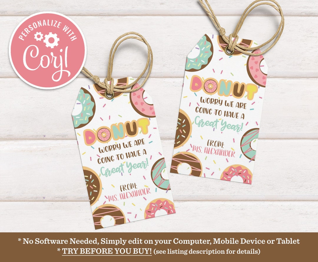 Editable Donut Back to School Gift Tag (printable Download) - Etsy