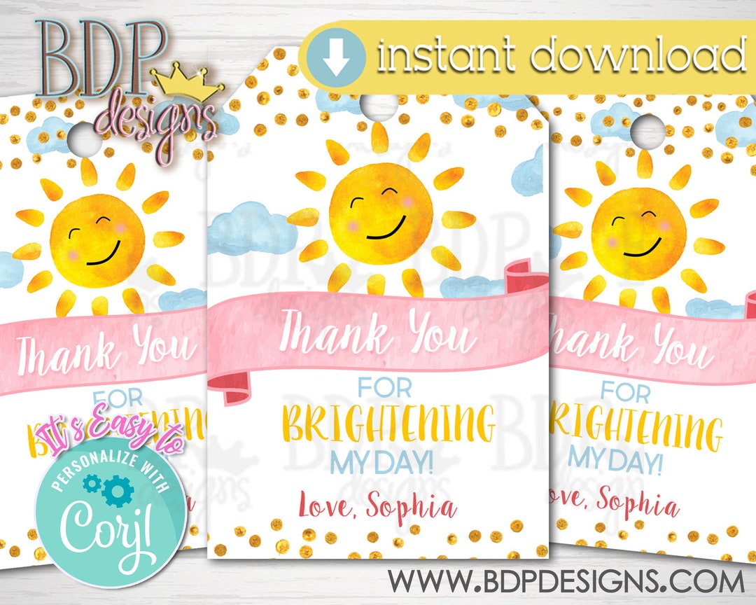 You Are My Sunshine Favor Tag, You Are My Sunshine Thank You Tag, You ...