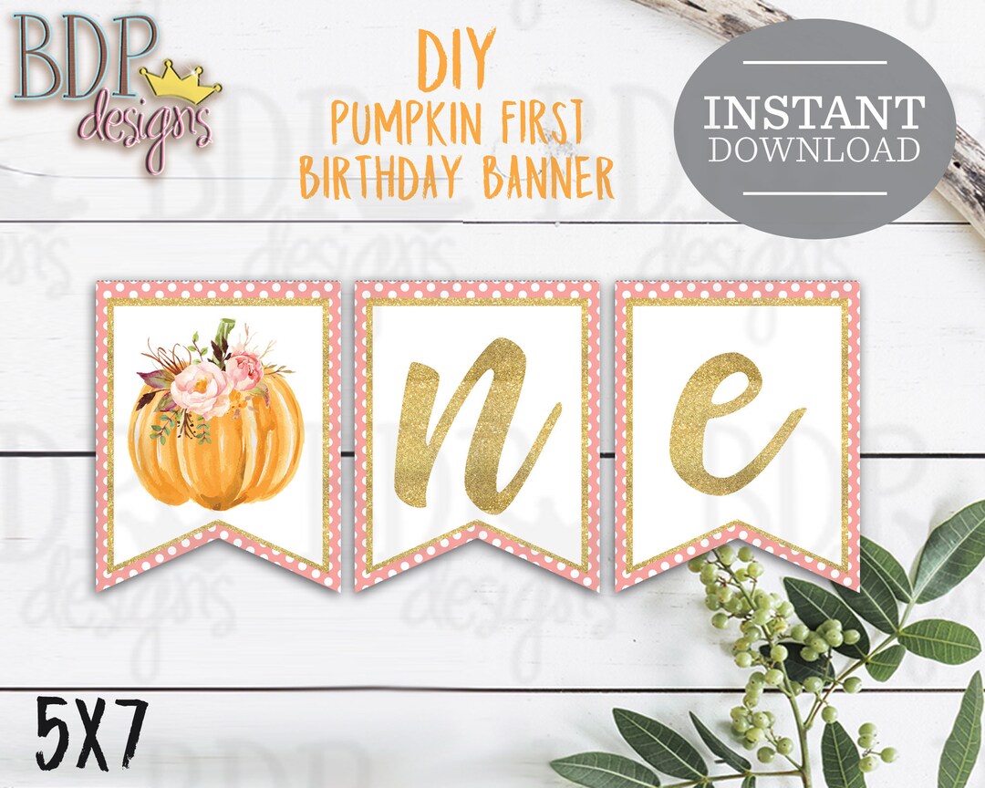 ONE Pumpkin Banner, Pumpkin Banner ONE, Pumpkin Banner Birthday Girl ...