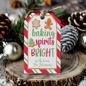 Baking Spirits Bright Tag, Baking Spirits Bright, Christmas Baking Gift ...