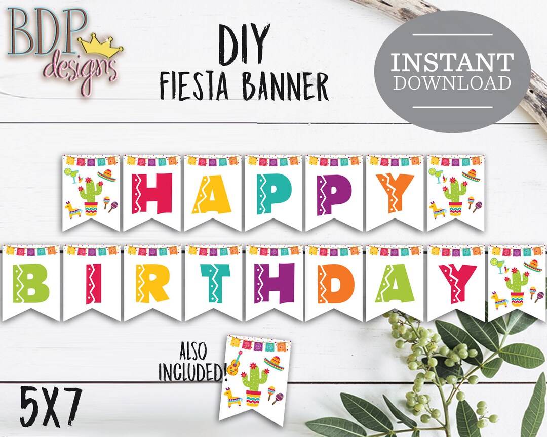 Fiesta Birthday Banner, Fiesta Download, Fiesta Printable, Fiesta Party ...
