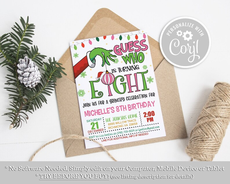 Guess Who is Turning Eight Invitation Christmas Birthday - Etsy