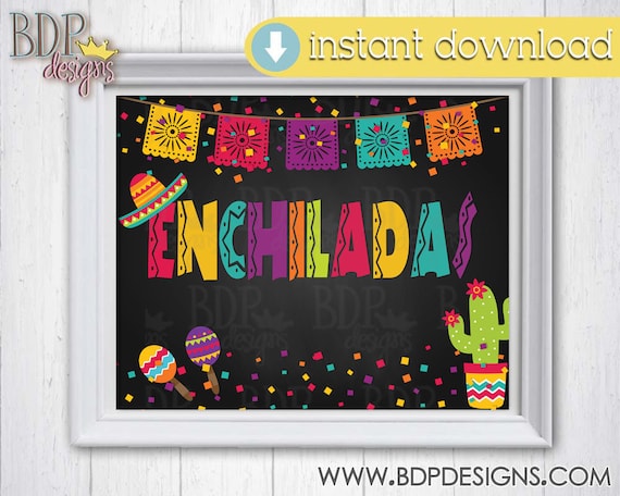 Fiesta Enchiladas Sign, Fiesta PRINTABLE, INSTANT DOWNLOAD, Fiesta ...