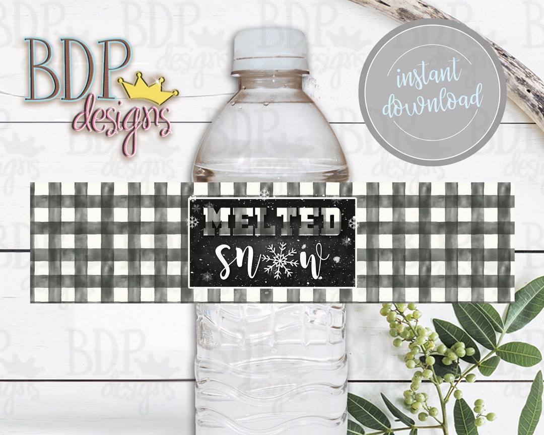 Melted Snow Water Bottle Label, Melted Snow Labels, Melted Snow Bottle ...