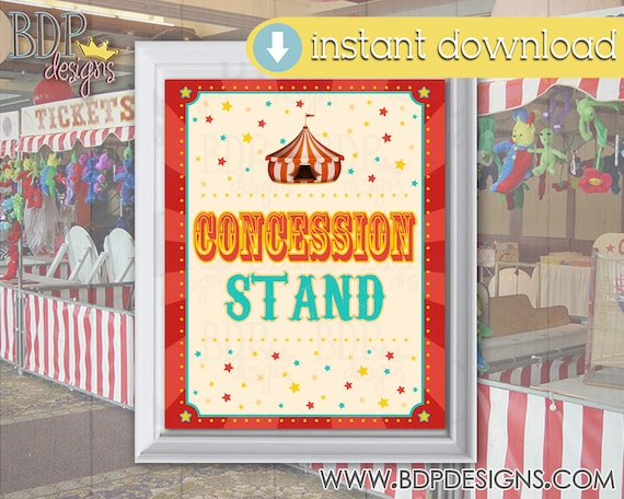 Concession Stand Sign, Carnival Signs, Carnival Theme Party, Carnival ...