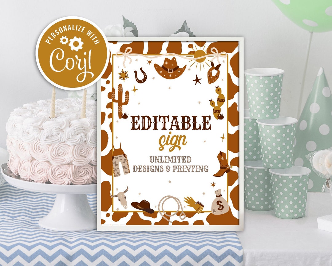 Editable My First Rodeo Birthday Sign: Wild West Printable (digital ...