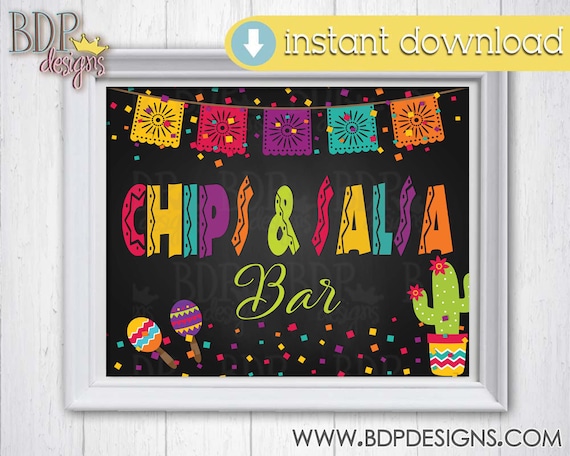 Fiesta Chips & Salsa Bar Sign, Fiesta PRINTABLE, INSTANT DOWNLOAD ...