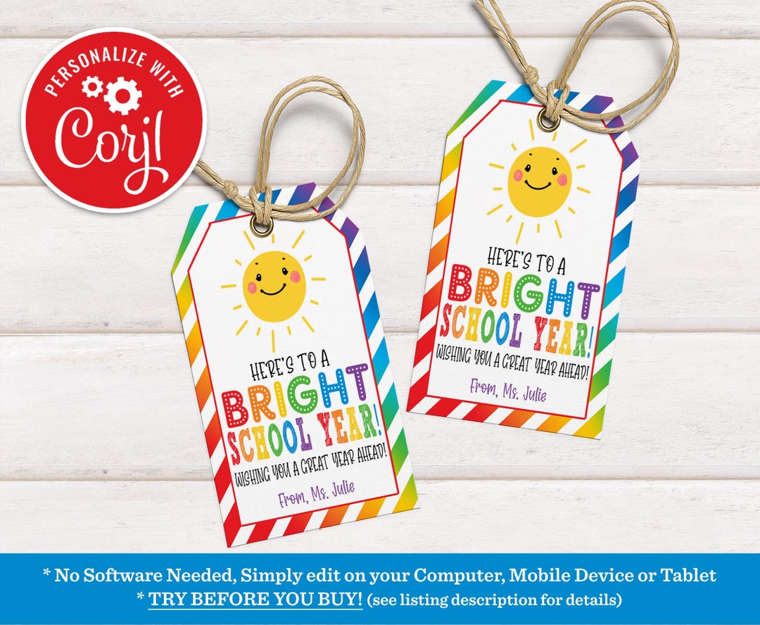 Editable Bright School Year Gift Tag (digital Download) - Etsy