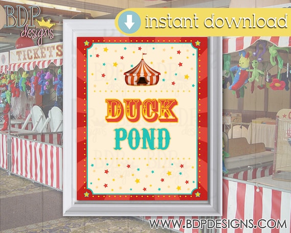 Duck Pond Sign, Carnival Signs, Carnival Theme Party, Carnival Birthday ...