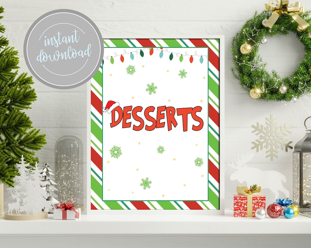 Desserts Sign Cute Christmas Holiday Theme Winter Ornament Birthday ...